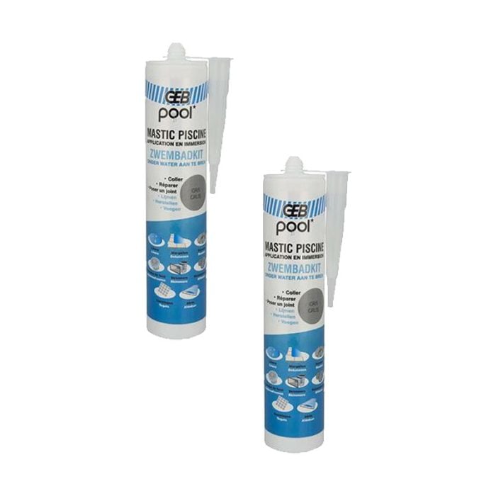 Lot de 2 Mastics piscine POOL qualité professionnelle GRIS 290 ml - GEB