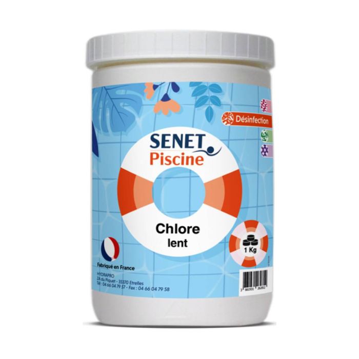 Chlore lent 250g - Boite de 1Kg - SENET Piscine