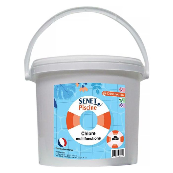 Chlore multifonctions sans cuivre, galet de 500g - Seau de 25 Kg