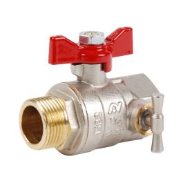 Vanne à sphère PN25 ACS Manette Papillon rouge Mâle/Femelle à purge 1/2 ...