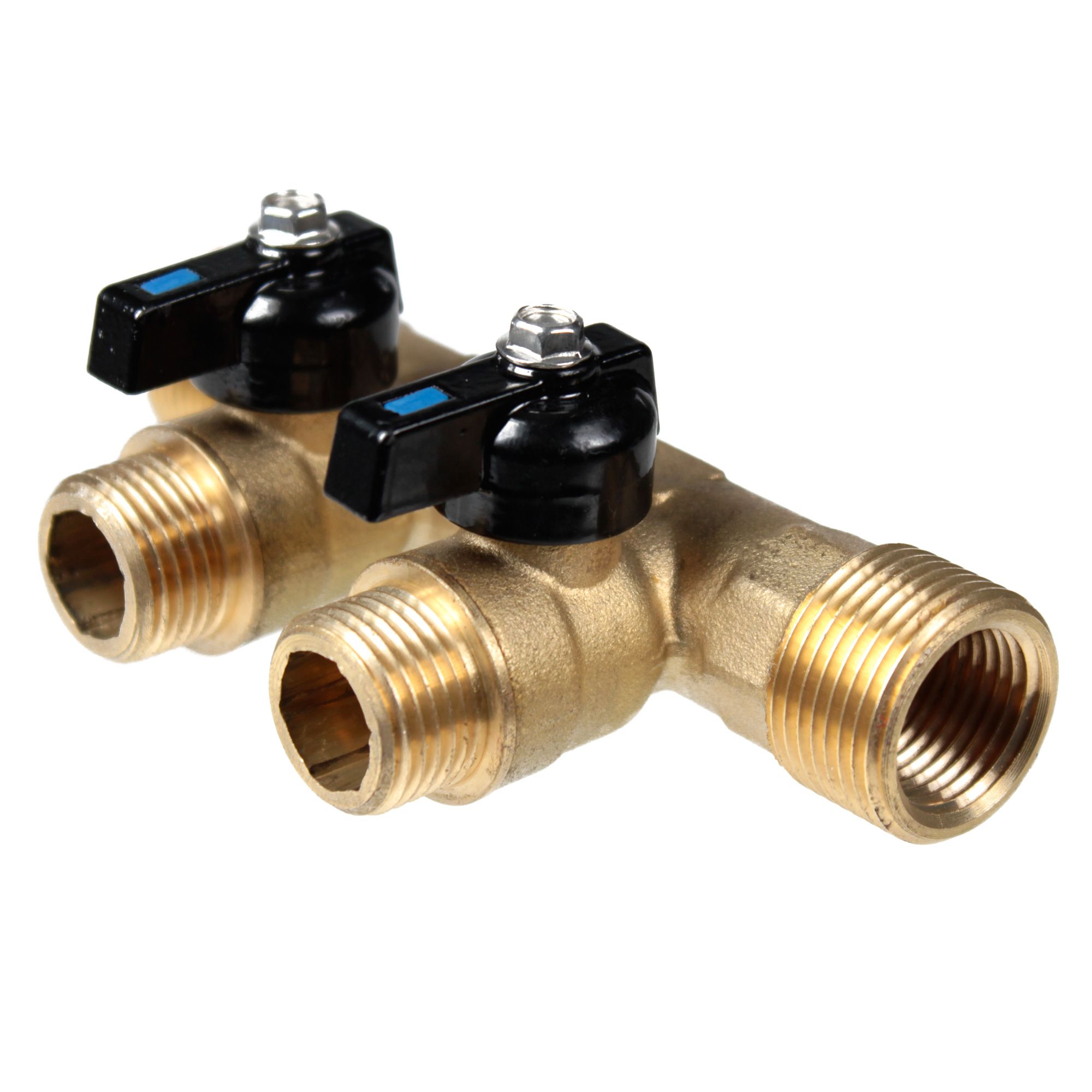 Collecteur Mâle (20/27) 3/4" - Femelle (15/21) 1/2" + mini-vannes ...